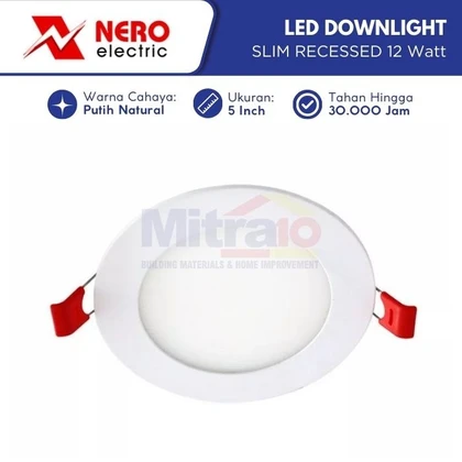 Jual Nero Lampu Led Downlight Slim Recessed 5 Inch 12 Watt Putih Natural